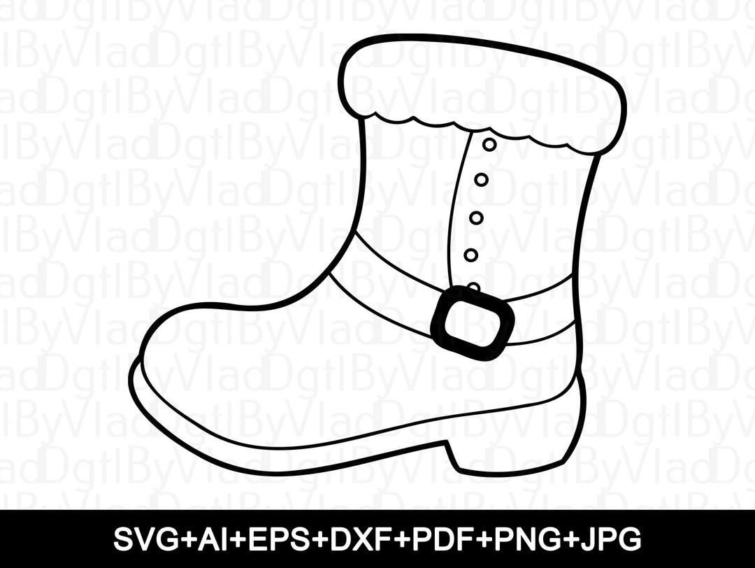 Santa Claus Boot SVG, Santa Boot Cricut, Santa Boot Outline, Santa Boot ...