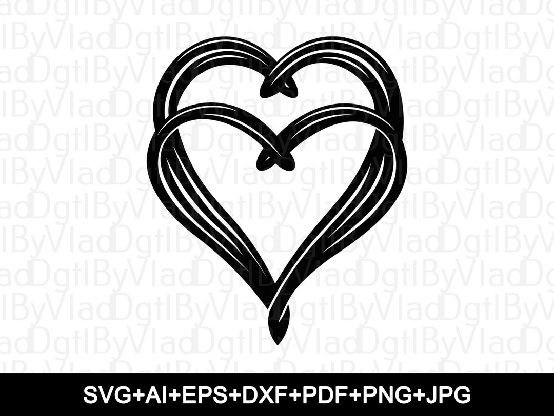 Two Joined Hearts SVG, Two Hearts in Love SVG , Сut and Printable Files ...