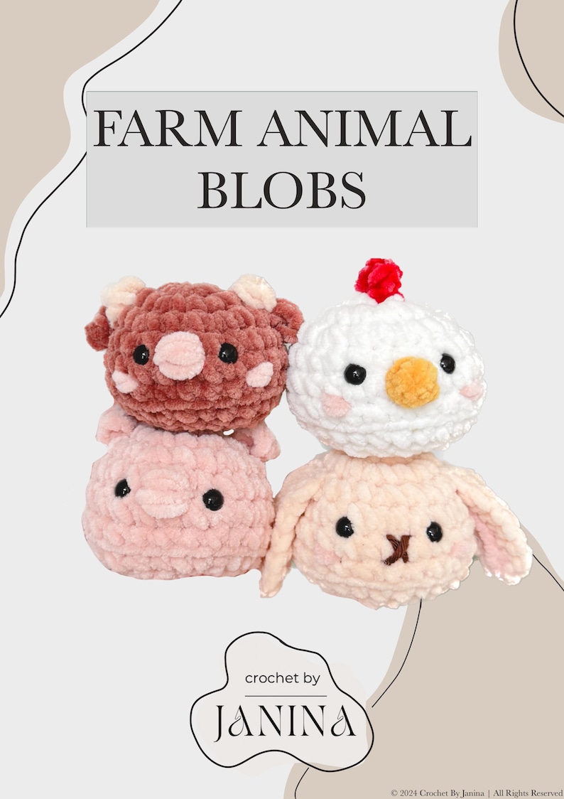 4 in 1 Farm Animal Blobs | NO SEW | Crochet Pattern | Quick, Easy ...