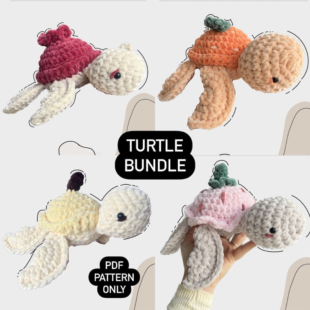 4 in 1 Fruit Turtle Crochet Pattern Low Sew Crochet Pattern - Etsy
