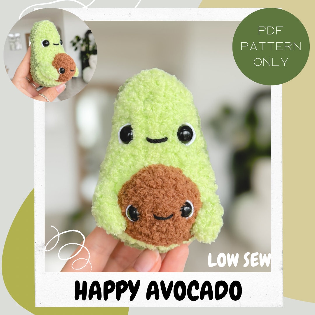Happy Avocado LOW SEW Crochet Pattern advanced Beginner Avocado Seed - Etsy