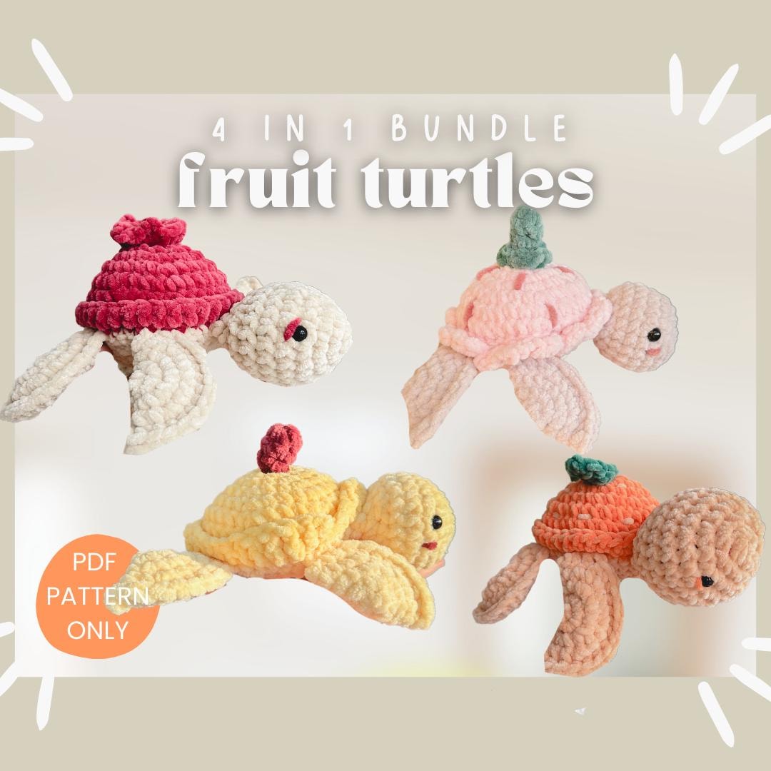 4 in 1 Fruit Turtle Crochet Pattern | Low Sew Crochet Pattern PDF ...