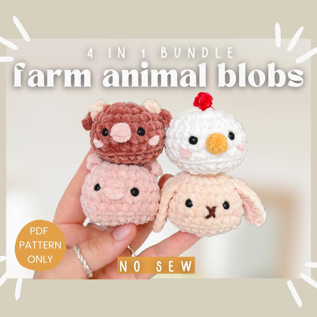 4 in 1 Farm Animal Blobs | NO SEW | Crochet Pattern | Quick, Easy ...