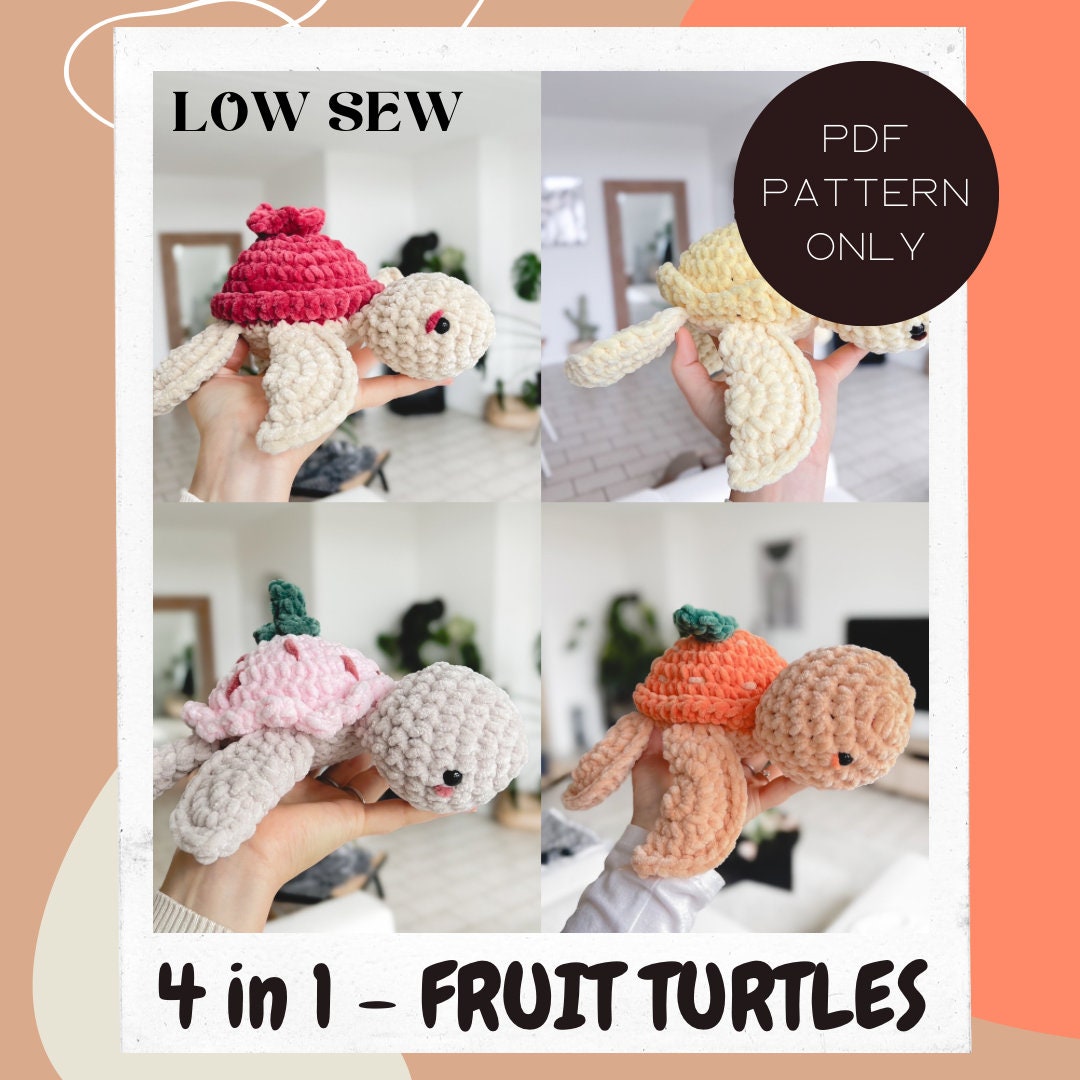 4 in 1 Fruit Turtle Crochet Pattern Low Sew Crochet Pattern PDF ...