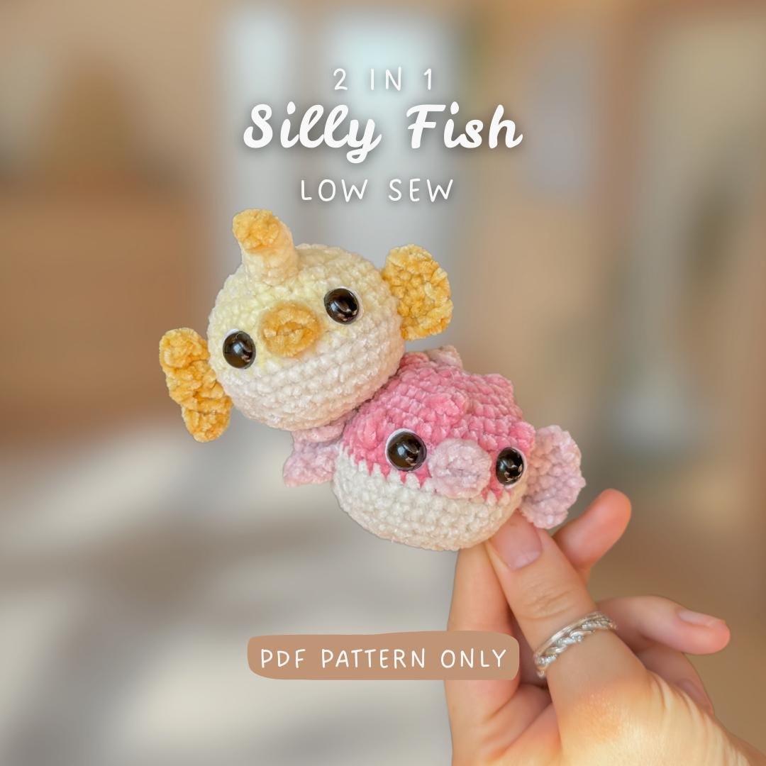 2 in 1 Silly Fish | LOW SEW | Angler + Puffer Fish Crochet Pattern ...