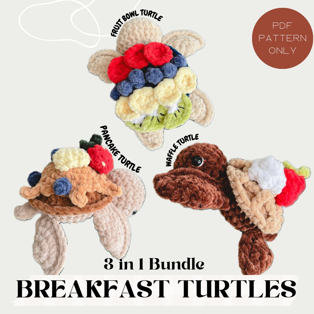 3 in 1 BUNDLE Breakfast Turtle | Crochet Pattern | Beginner Friendly ...