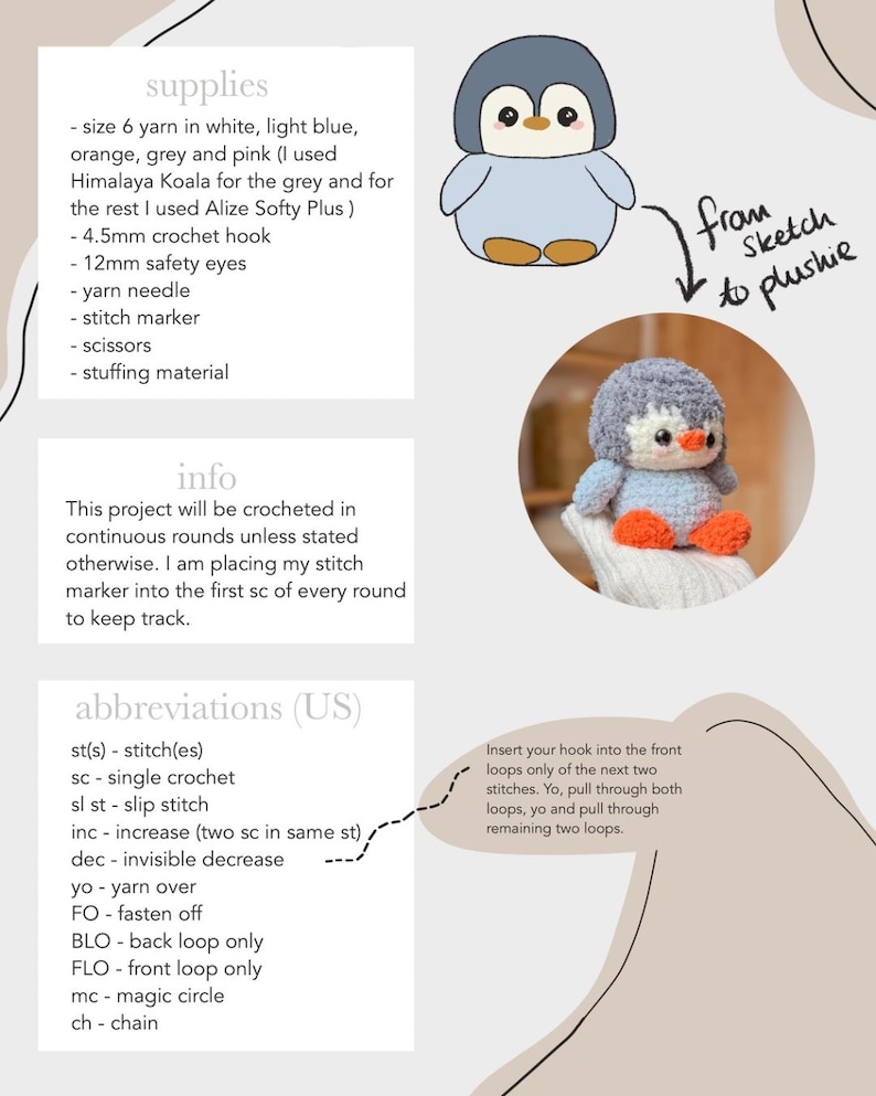 Chubby Penguin | No Sew | English Crochet Pattern | Advanced Beginner ...