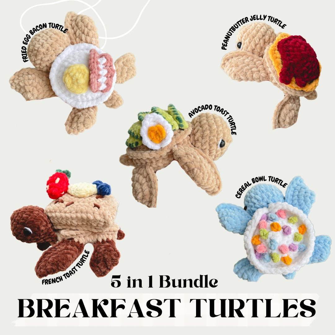 5 in 1 BUNDLE Breakfast Turtles | Crochet Pattern | Beginnerfriendly ...