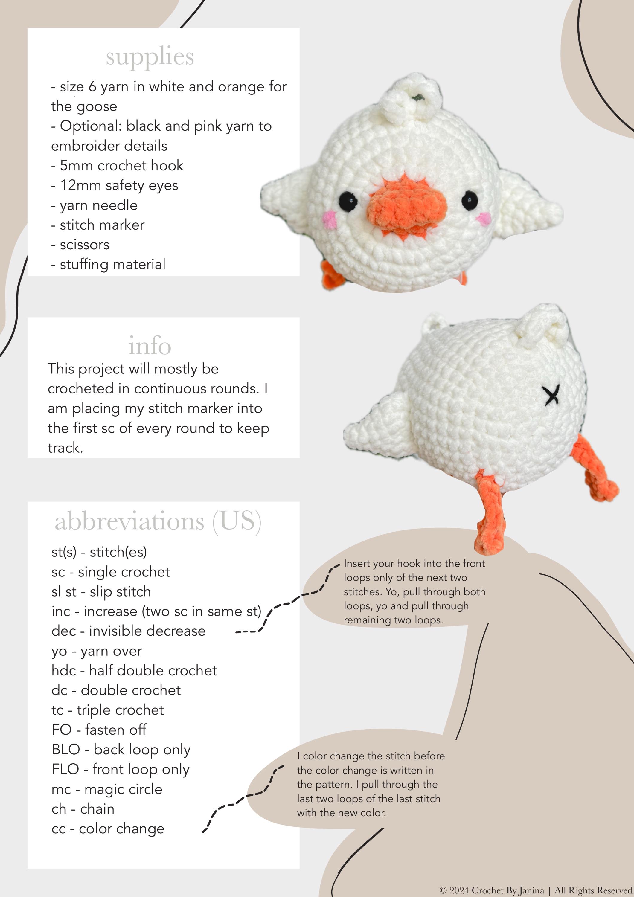 2 in 1 Loaf Goose NO SEW | Sitting and Laying | Crochet Pattern | Quick ...
