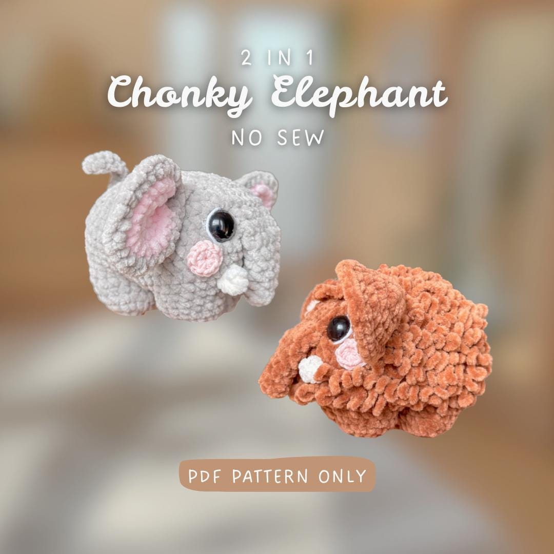 2 in 1 Bundle | Chonky Mammoth + Elephant | NO SEW Crochet Pattern ...