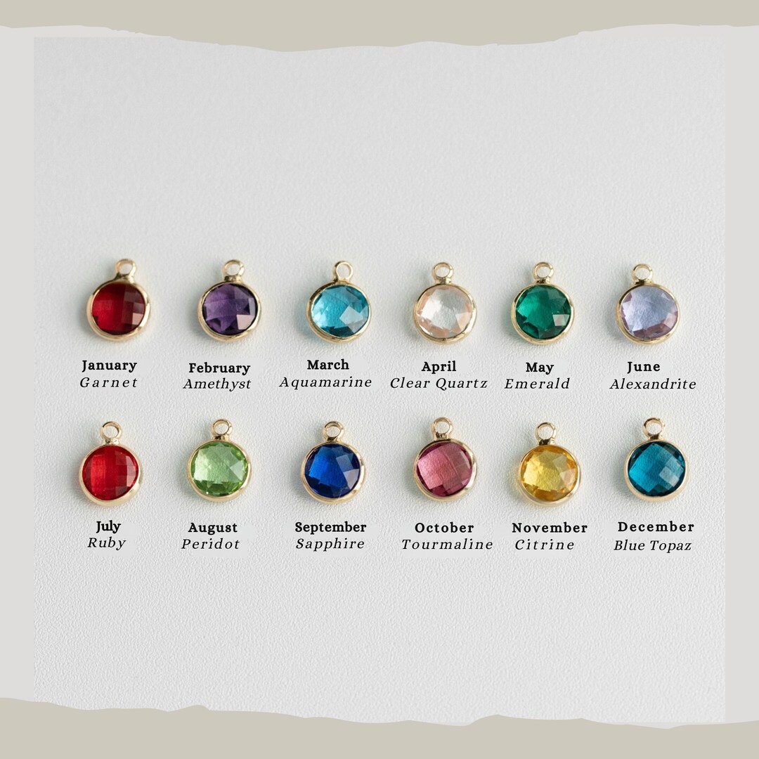 ADD ON 12 Month Birthstone Charm for Necklace, Bracelet and Pendant ...