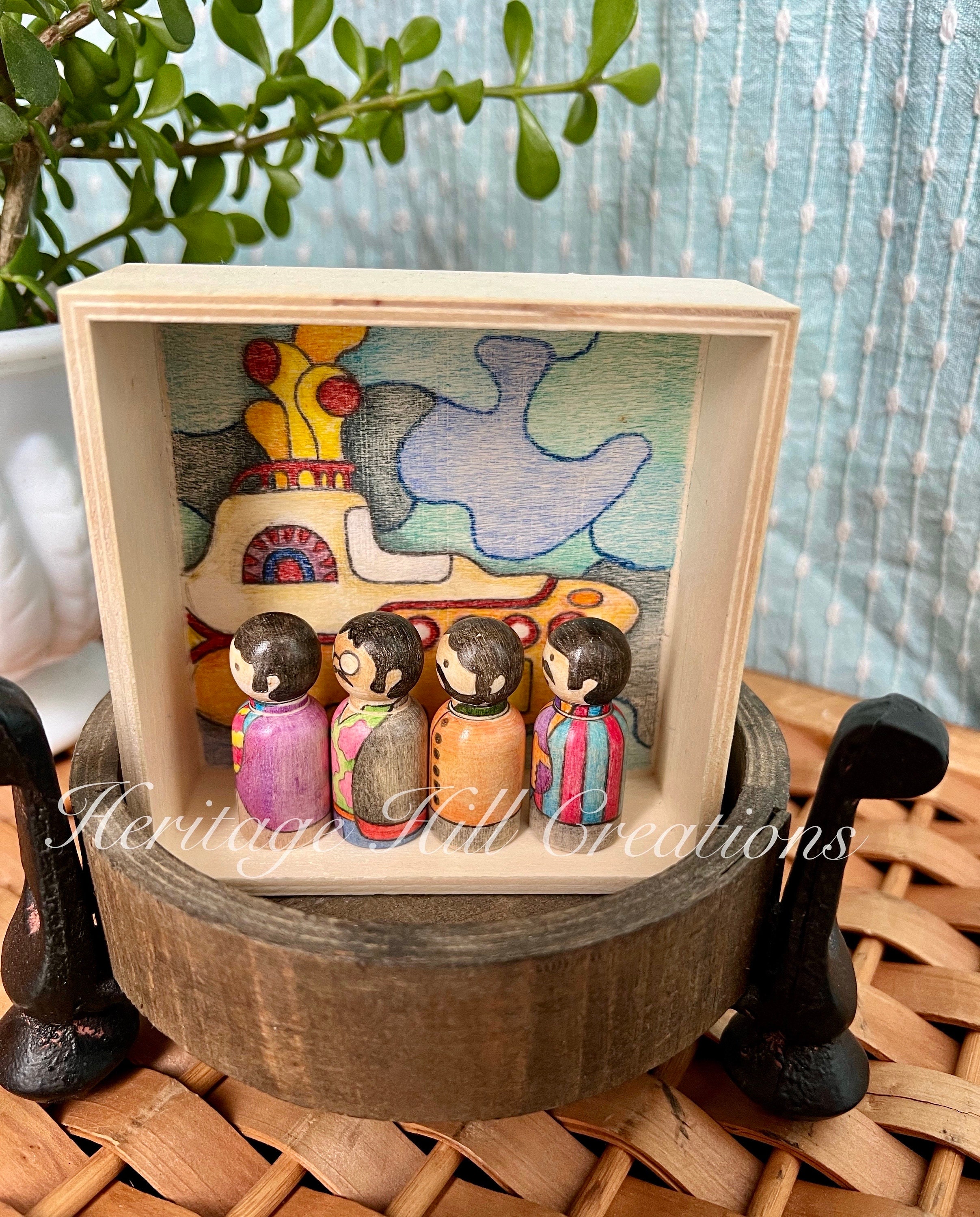 Hand-drawn Beatles Inspired Peg Dolls - Etsy