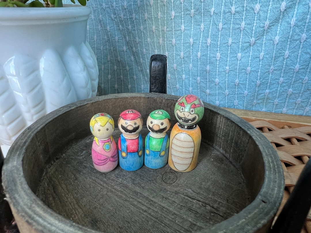 Hand-drawn Mario Inspired Peg Dolls - Etsy