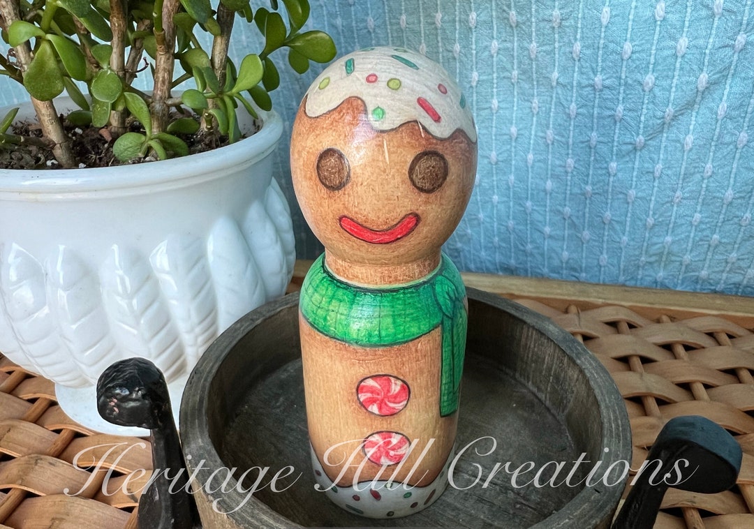 Hand-drawn Extra Large Gingerbread Man Peg Doll - Etsy