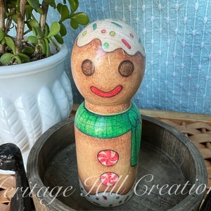 Hand-drawn, Extra Large Gingerbread Man Peg Doll - Etsy