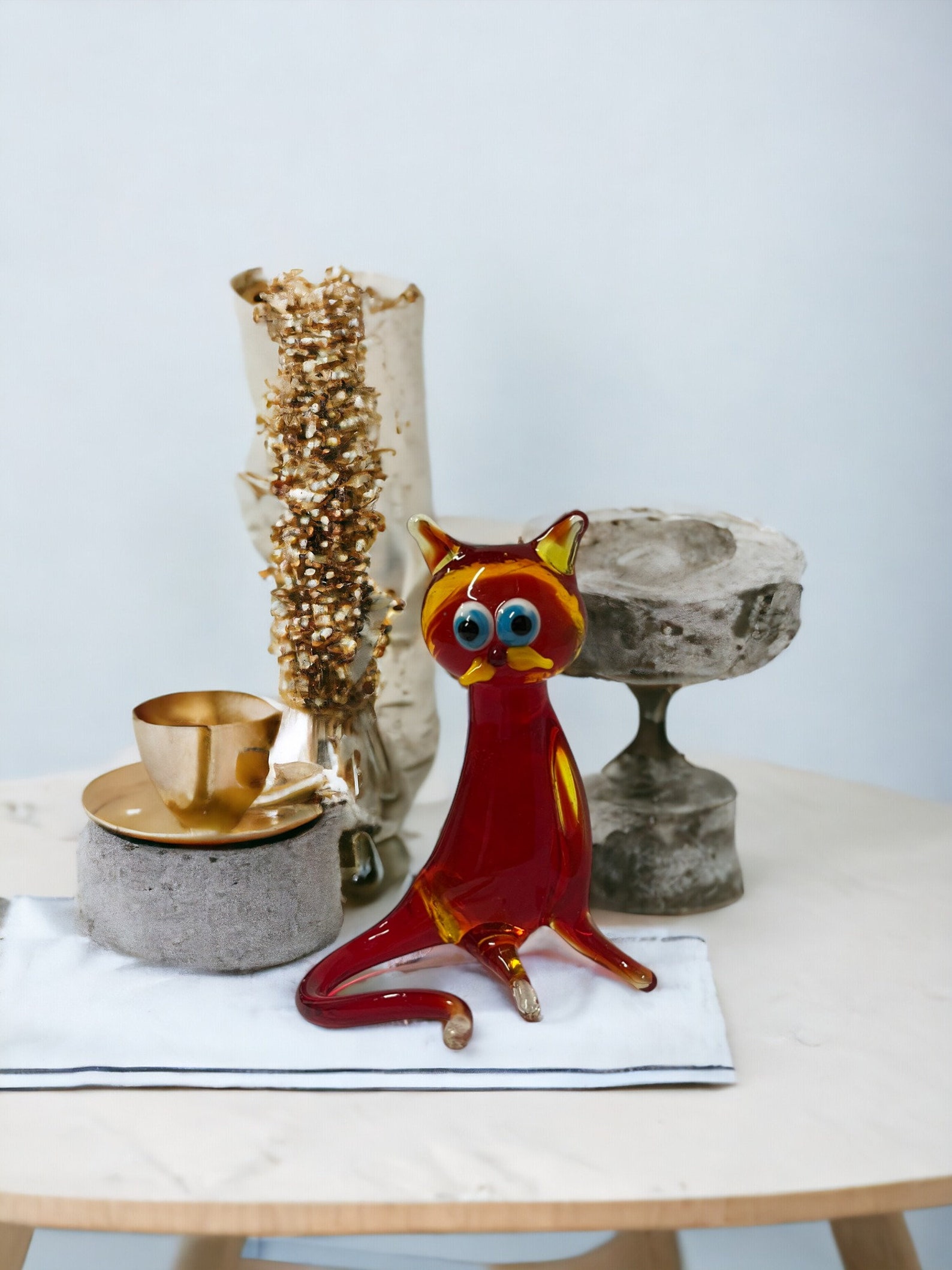 Glass Art Cat Set, Murano Glass Cat Set, Cute Cat, Tabletop Home Decor ...