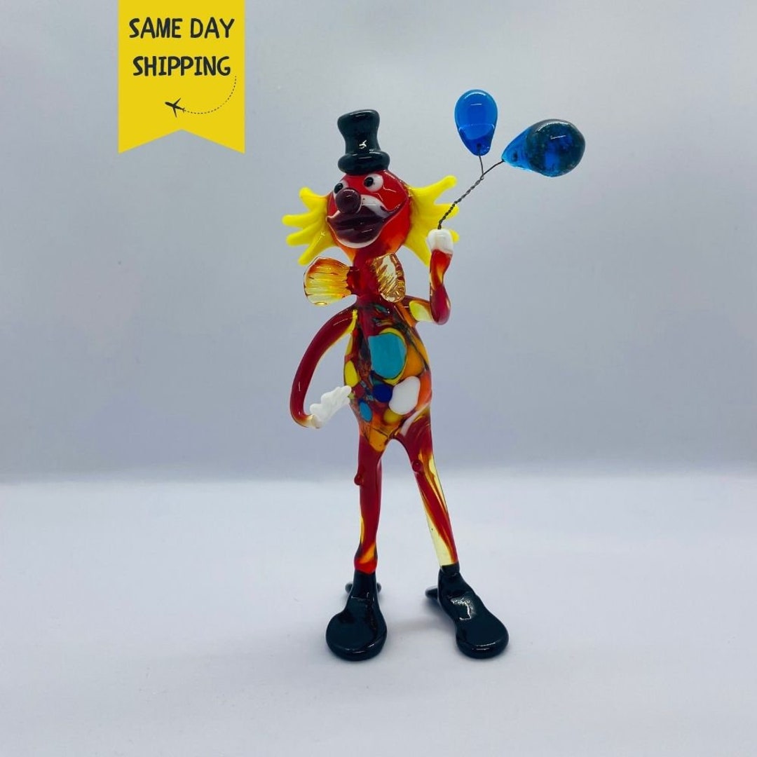 Colourful Glass Clown, Murano Glass Clown, Clown Home Decoration, Red ...