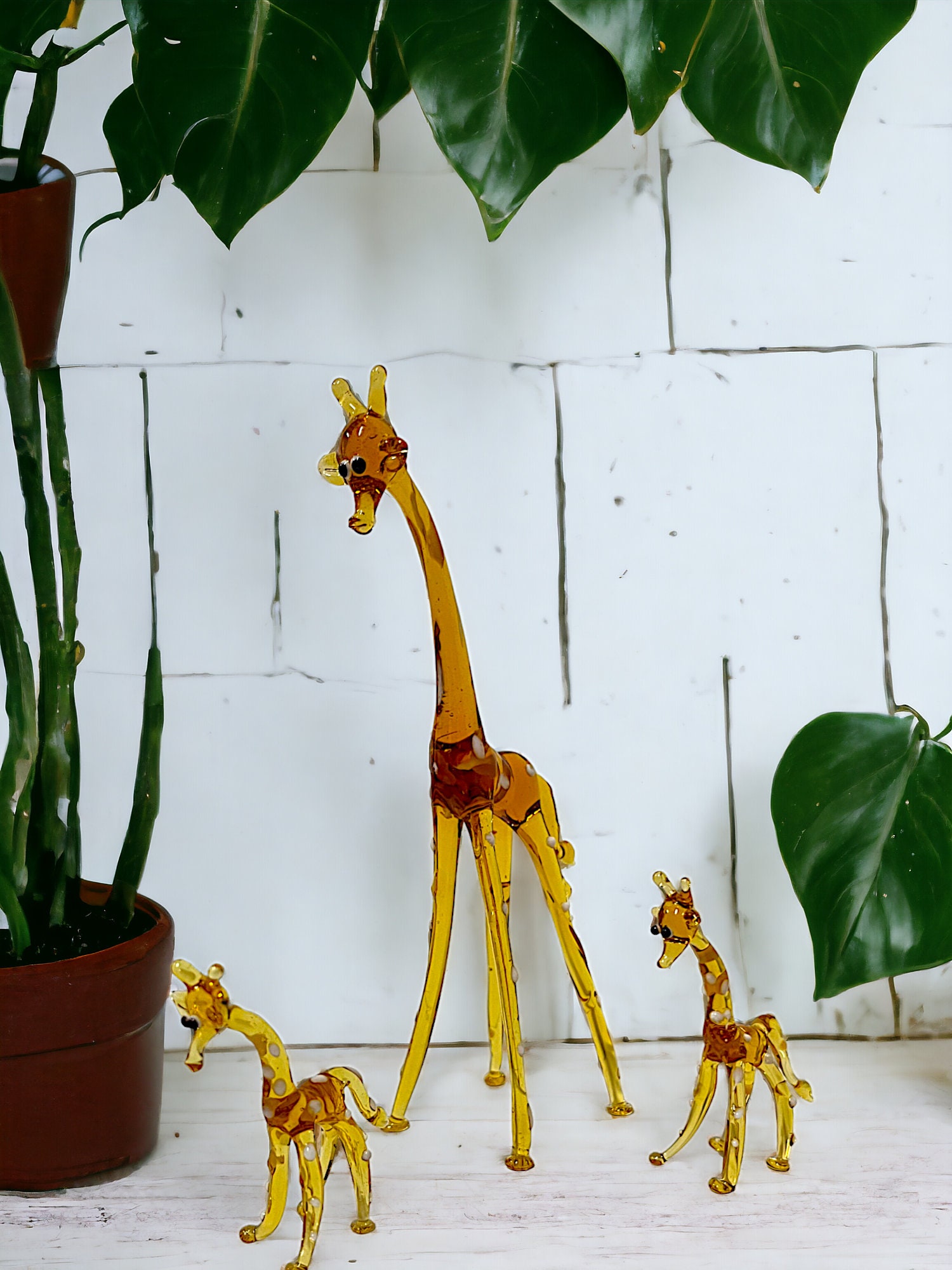 Glass Giraffe Sculpture Set, Giraffe for Home Decoration, Murano Glass ...