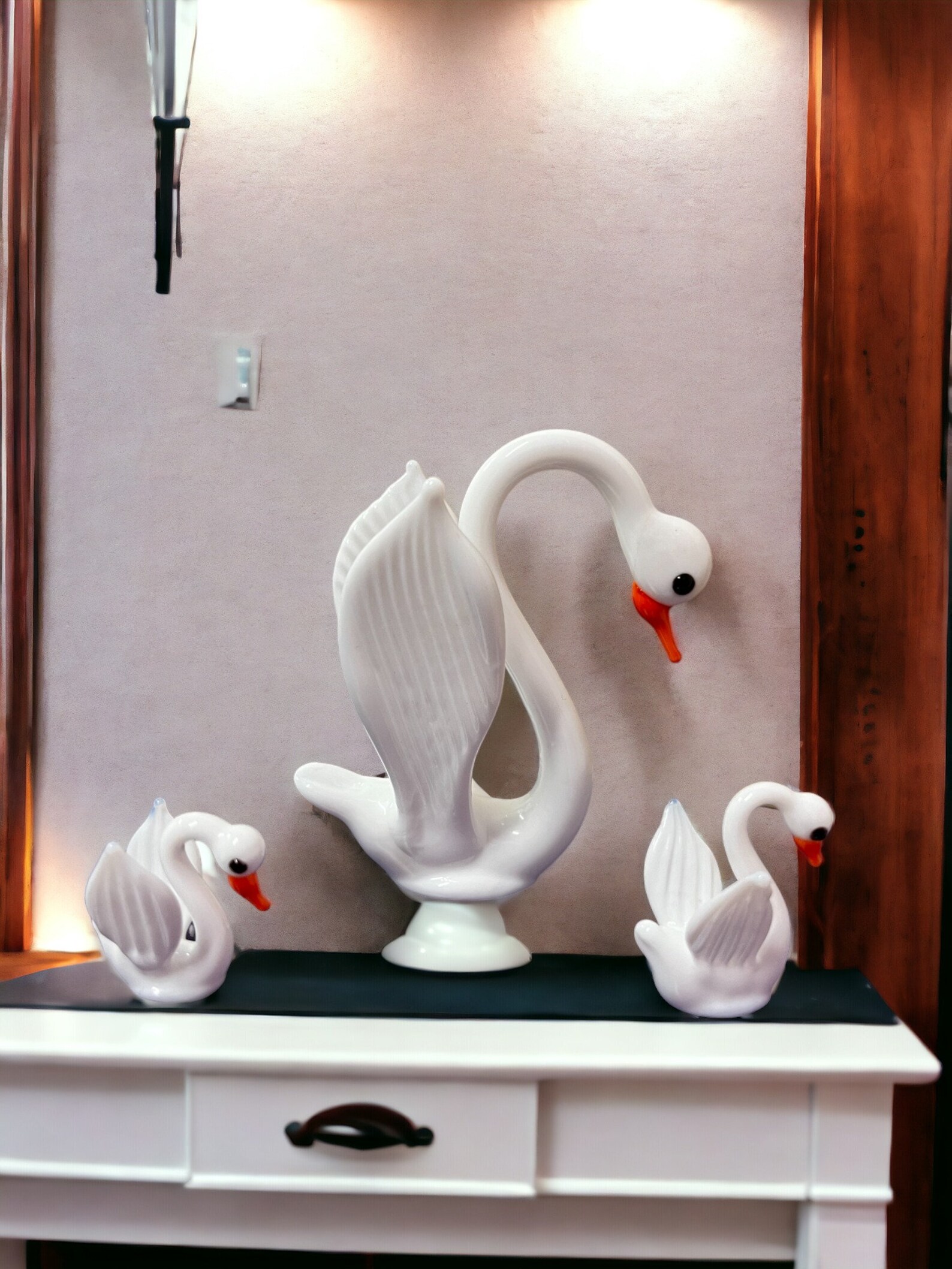 Glass Art Swan Gift, Handmade Glass Swans, Lampwork Glass Swan, Home ...