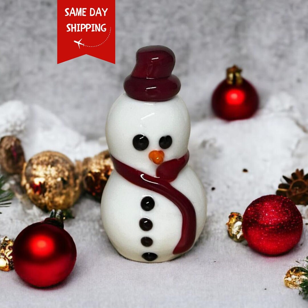 Snowman Little Glass Figures, Lampwork Snowman, Murano Glass Snowman ...