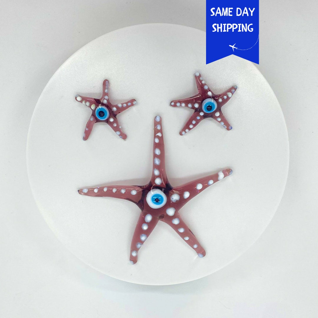Starfish Glass Set for Gift, Murano Glass Starfish Set, Starfish Home Decoration, Hand Blown ...