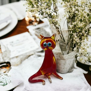Glass Art Cat Set, Murano Glass Cat Set, Cute Cat, Tabletop Home Decor ...