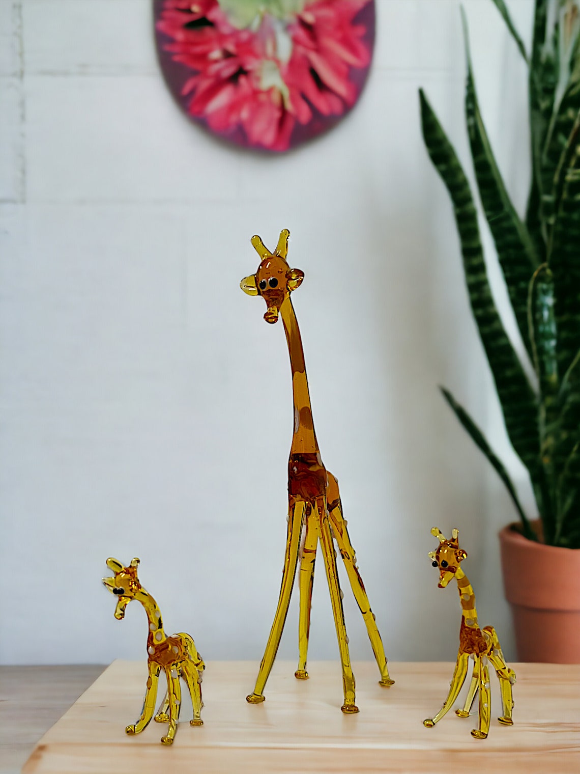 Glass Giraffe Sculpture Set, Giraffe for Home Decoration, Murano Glass ...