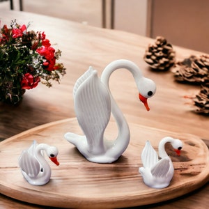 Glass Art Swan Gift, Handmade Glass Swans, Lampwork Glass Swan, Home ...