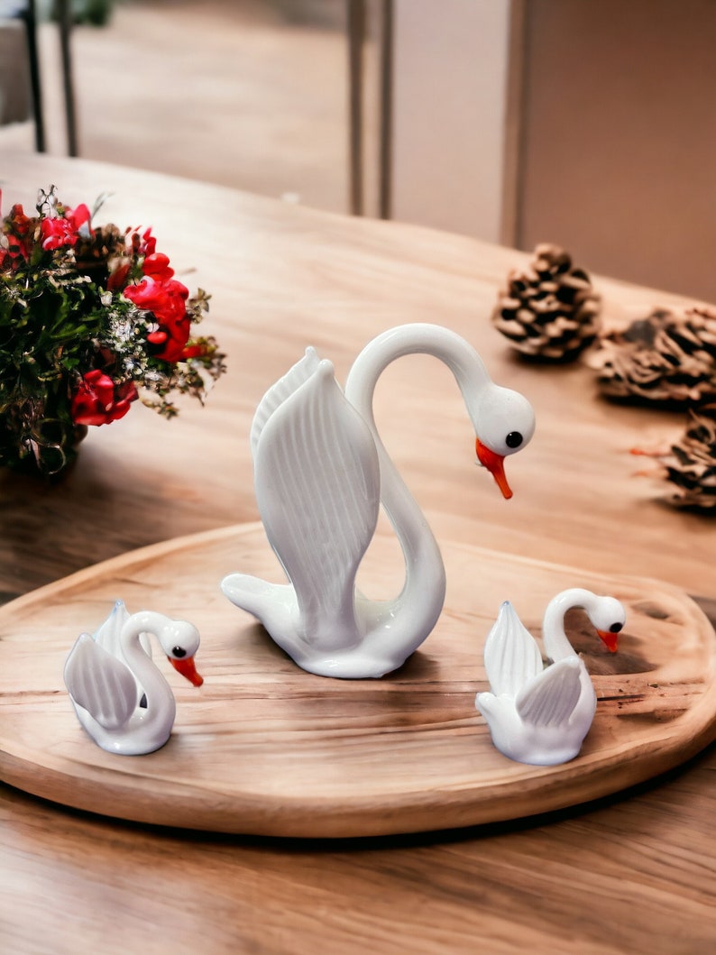 Glass Art Swan Gift, Handmade Glass Swans, Lampwork Glass Swan, Home ...