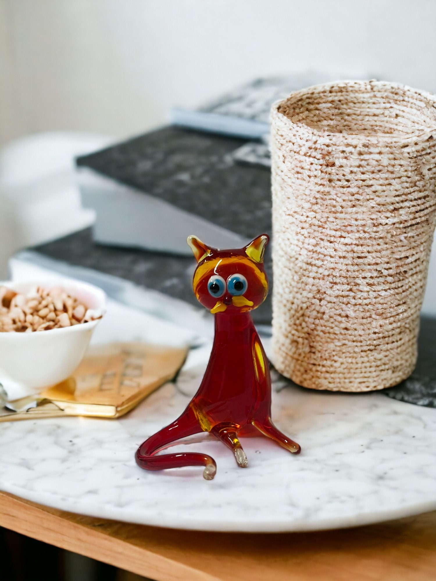 Glass Art Cat Set, Murano Glass Cat Set, Cute Cat, Tabletop Home Decor ...