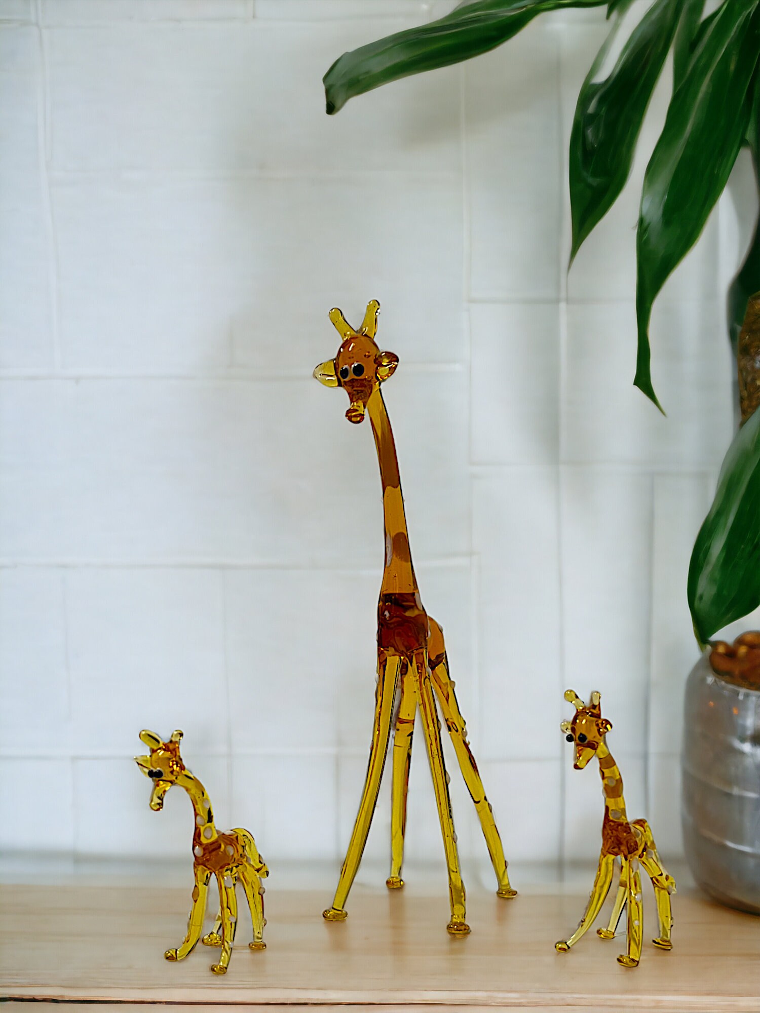 Glass Giraffe Sculpture Set, Giraffe for Home Decoration, Murano Glass ...