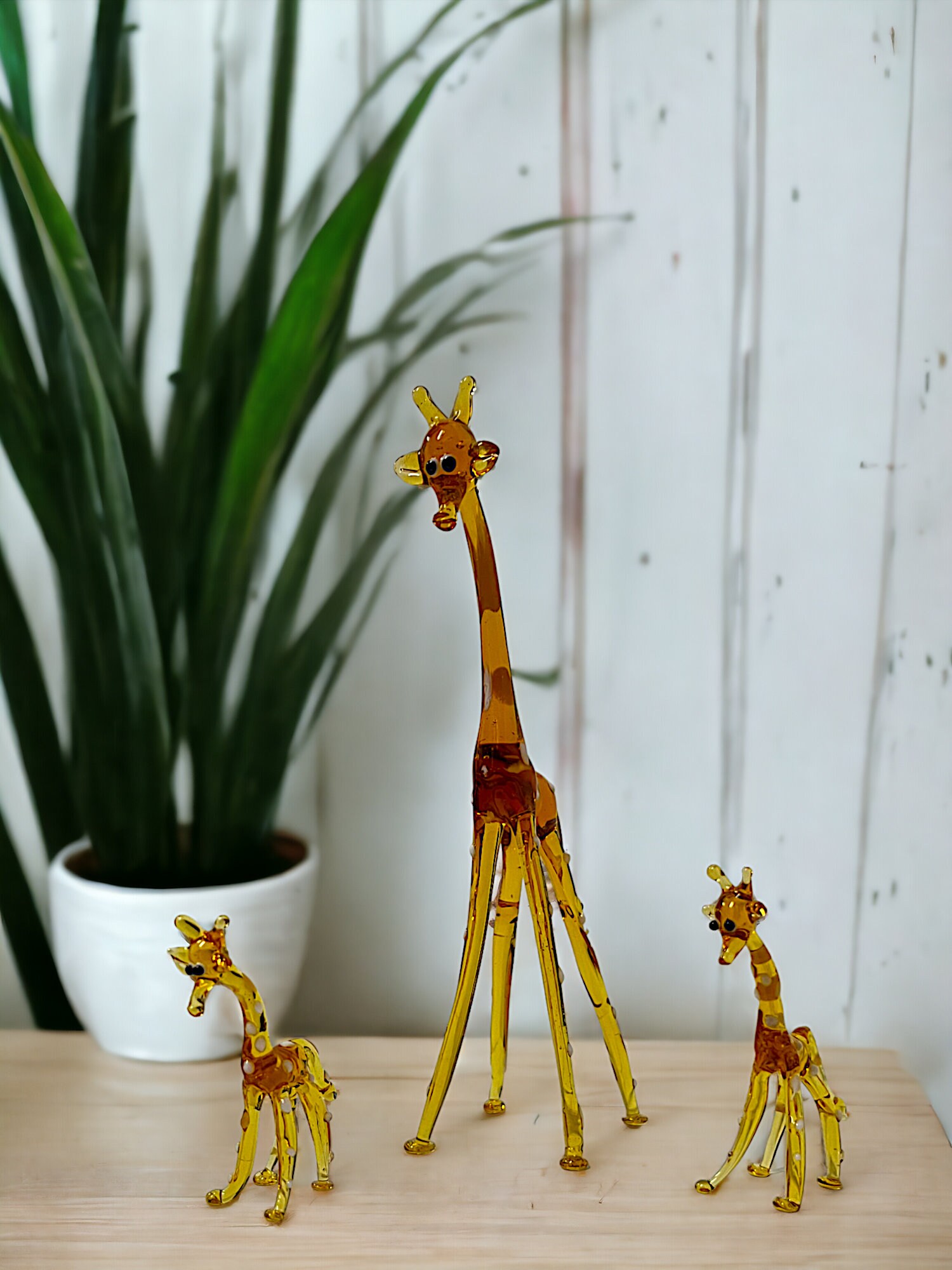 Glass Giraffe Sculpture Set, Giraffe for Home Decoration, Murano Glass ...
