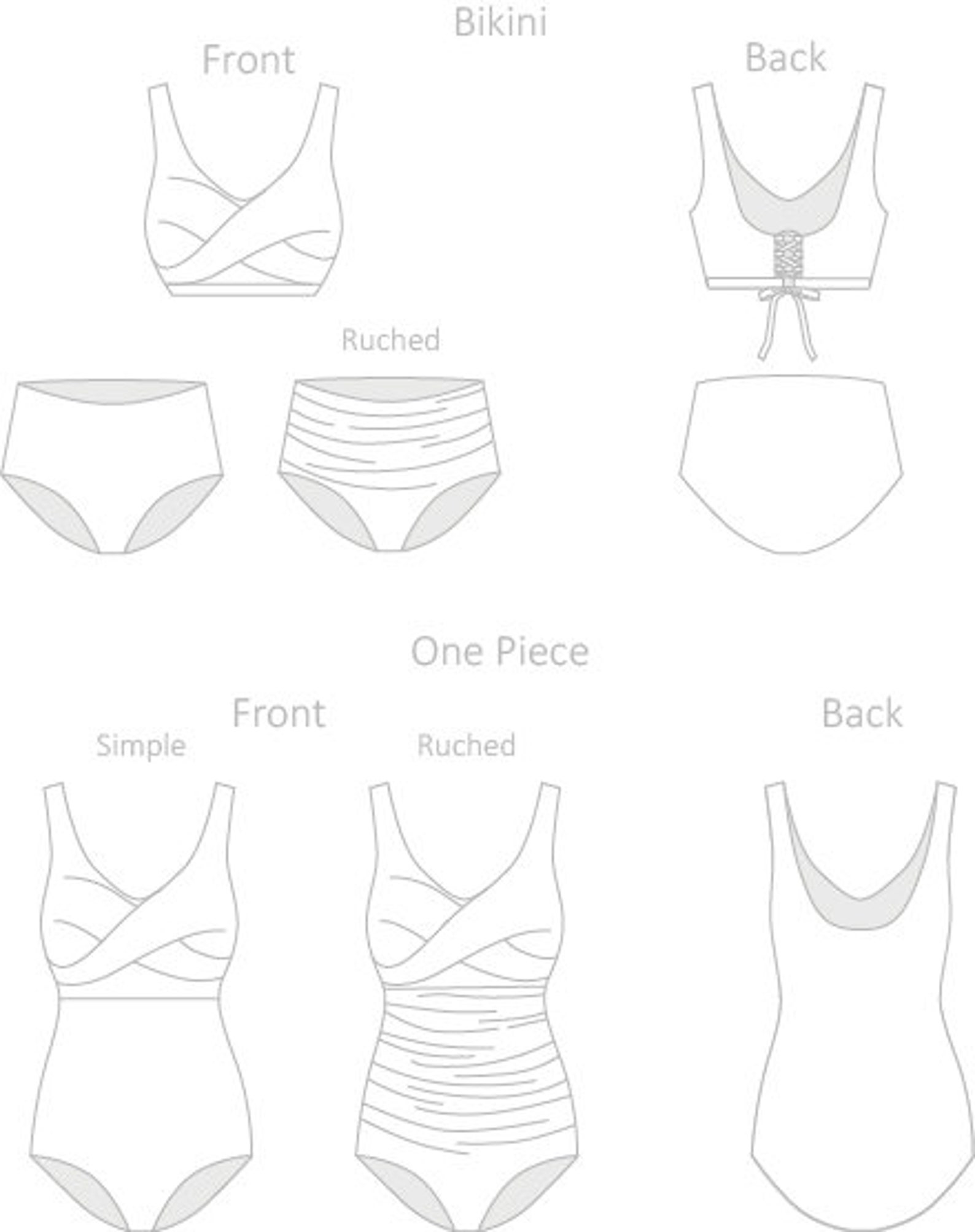 Makena Two Piece Bikini and One Piece Swimsuit PDF Sewing Pattern, US ...