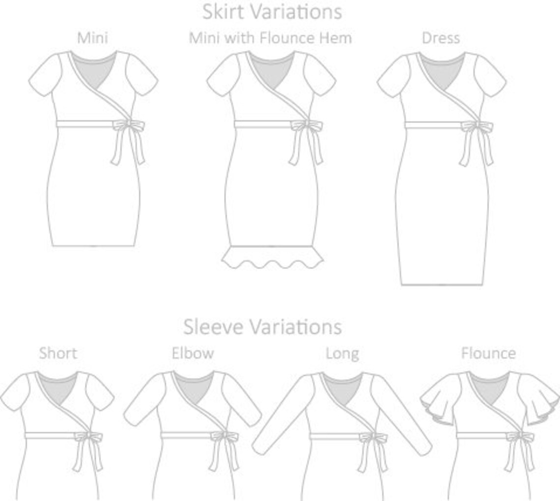 Cologne Dress PDF Sewing Pattern, US Sizes 0 - 32, Knit Dress Pattern ...