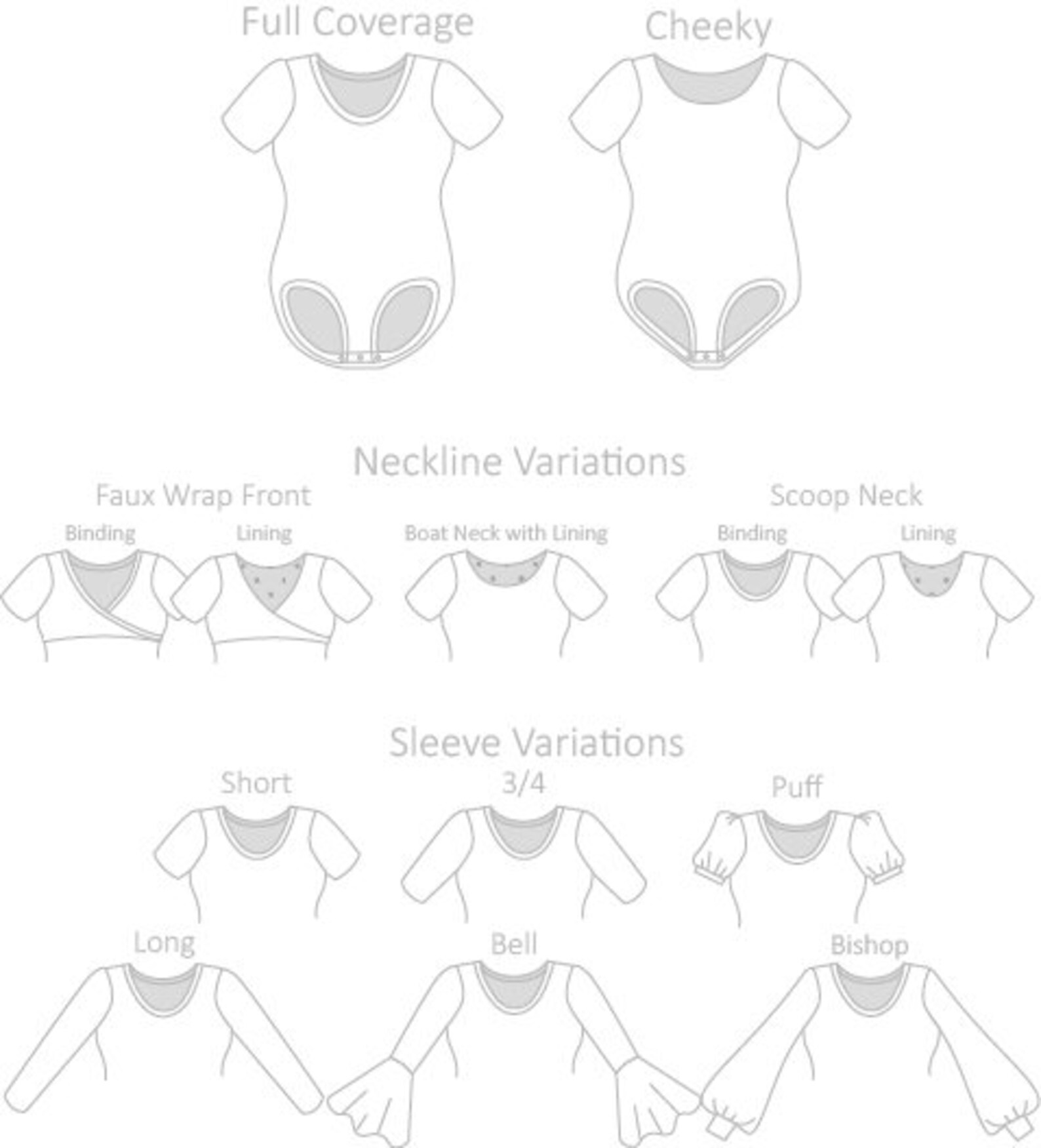 Lafayette Bodysuit PDF Sewing Pattern, US Sizes 0 - 32, Knit Bodysuit ...