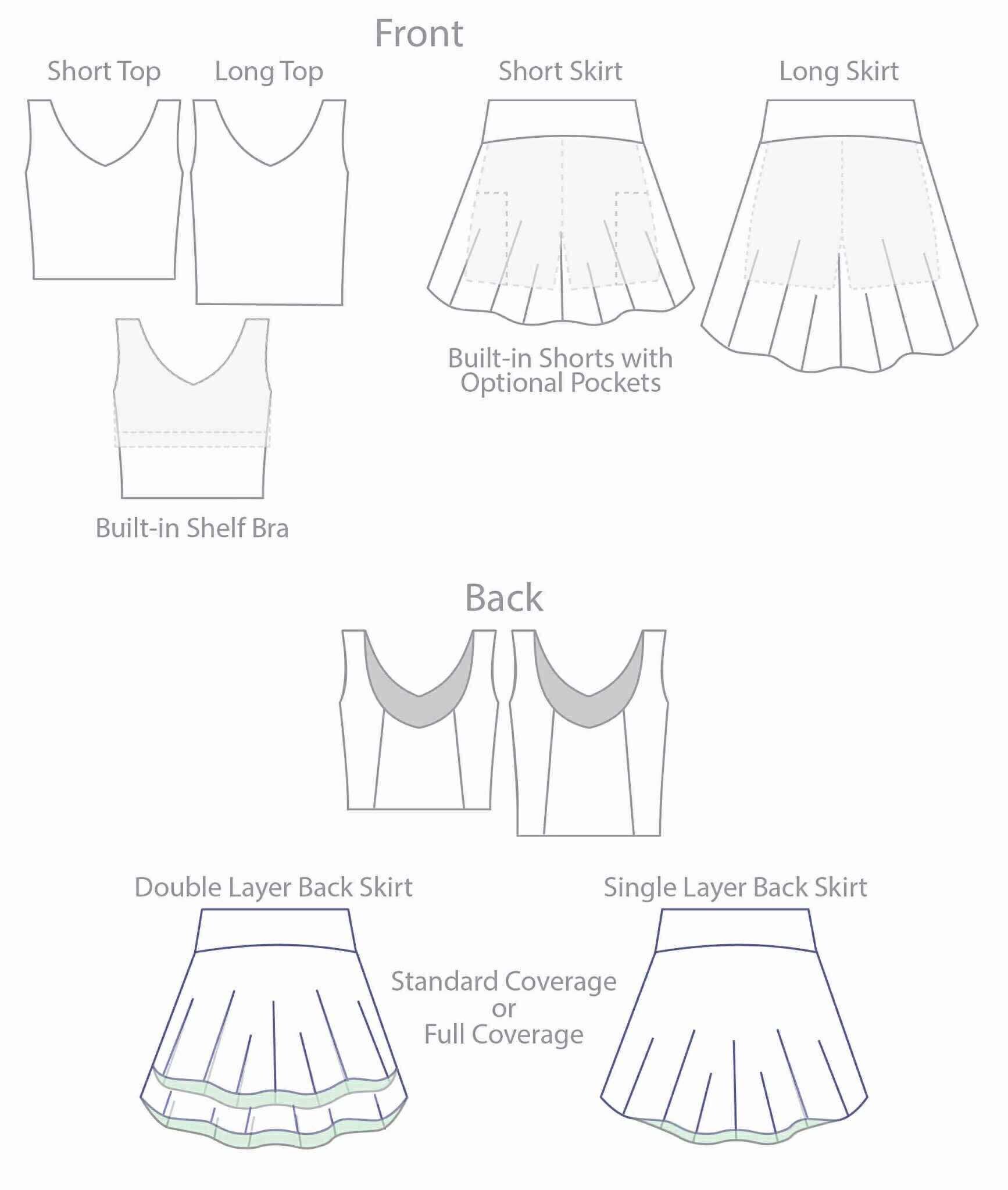 Estes Top and Skirt PDF Sewing Pattern, Including US Sizes 0-32, Built ...