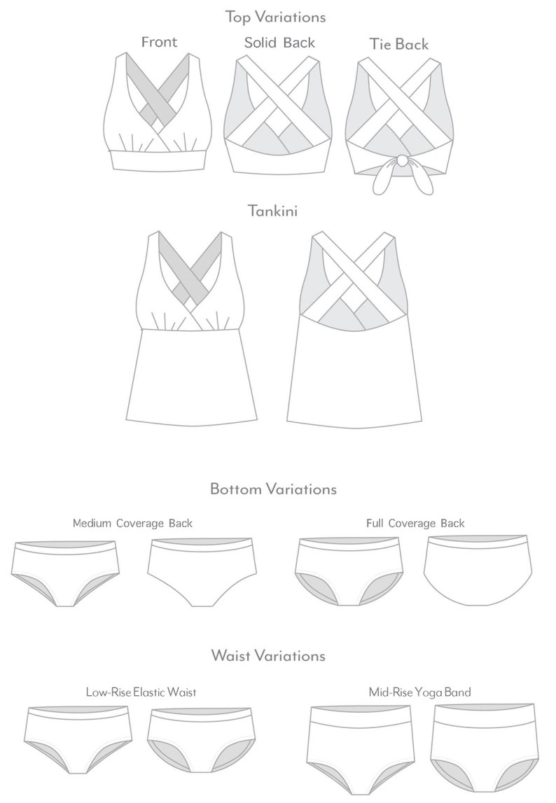 St Tropez Two Piece Bikini or Tankini PDF Sewing Pattern, US Sizes 0 ...