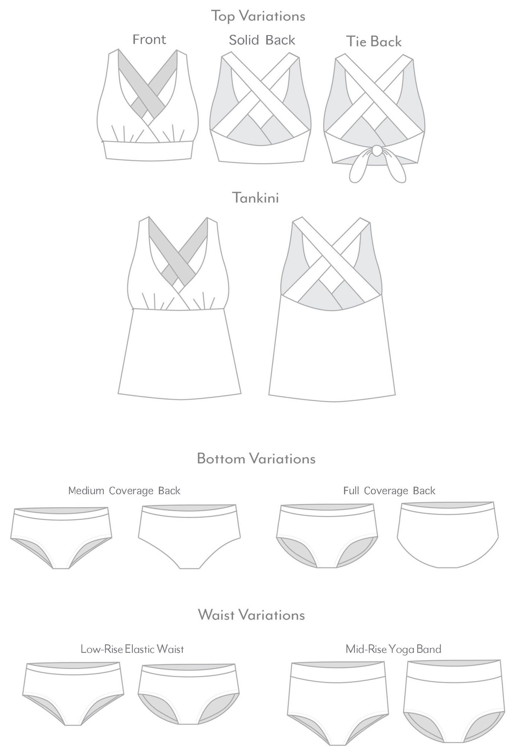 St Tropez Two Piece Bikini or Tankini PDF Sewing Pattern, US Sizes 0 ...