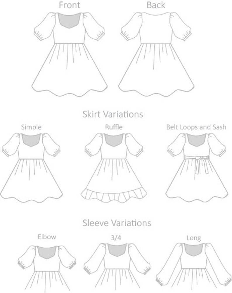 Felida Dress PDF Sewing Pattern, US Sizes 0 - 32, Puff Sleeve Dress ...