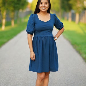 Felida Dress PDF Sewing Pattern, US Sizes 0 - 32, Puff Sleeve Dress ...