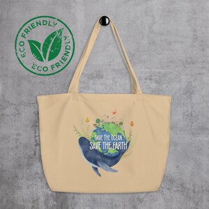 Earth Day Eco Tote Save the Ocean and Planet Organic Cotton Shoulder ...