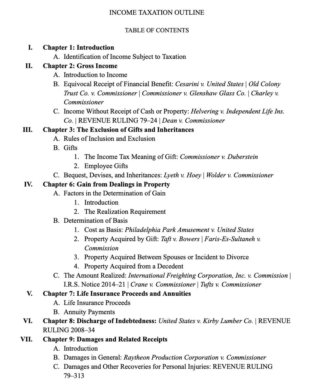 2023 Federal Income Taxation Outline - Etsy