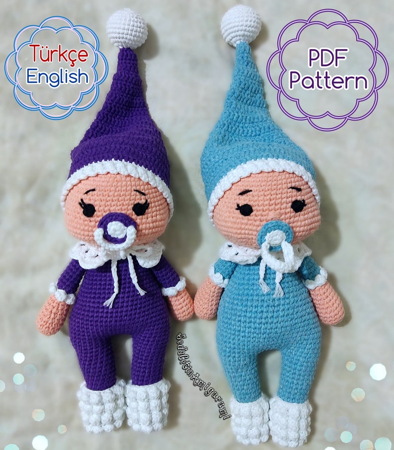 Crochet Baby With Pacifier Digital PDF Pattern, 25-30 Cm, 10-12 Inch ...