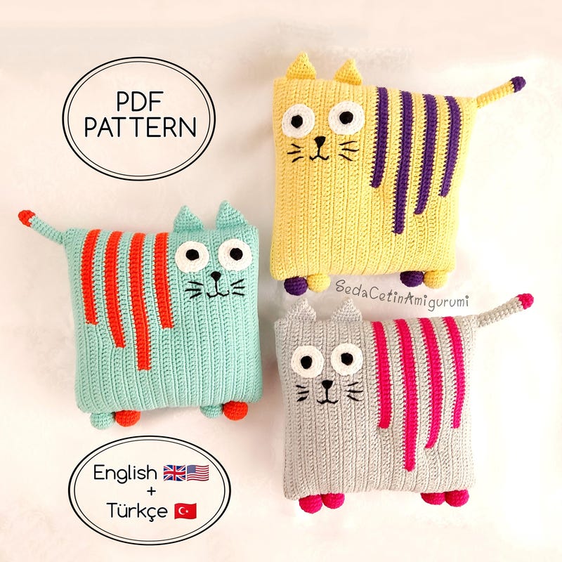 Cat Pillow Crochet Pattern - Etsy