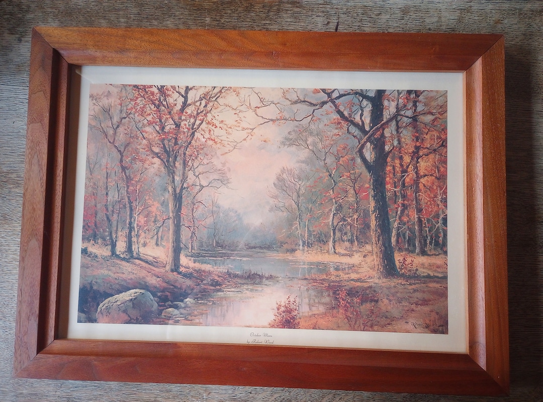 OCTOBER MORN by Robert Woods, Vintage Fall Lithograph © DAC N.Y. Autumn ...