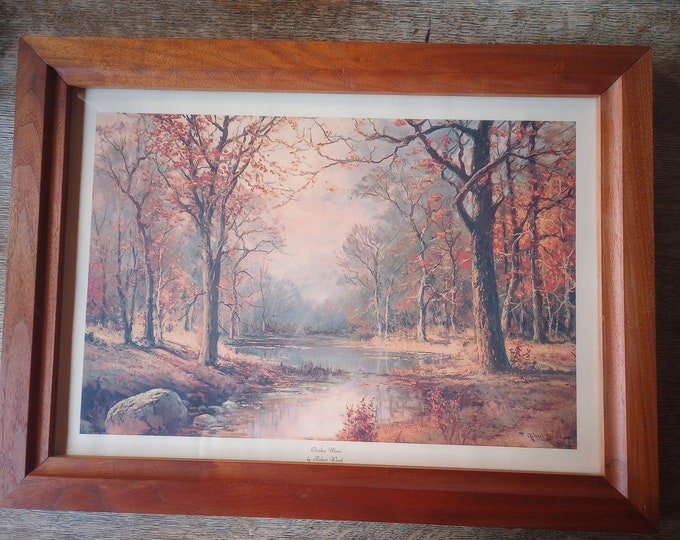 OCTOBER MORN by Robert Woods, Vintage Fall Lithograph © DAC N.Y. Autumn ...