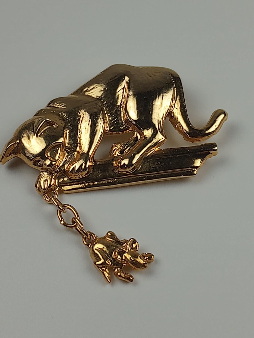 Vintage Cat Dangling Mouse Pin, Alexis© Stamped, Articulated Feline ...