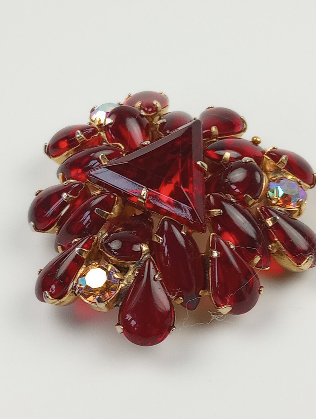 Vintage Red Rhinestone Brooch in the Style of Juliana! Mid Century ...