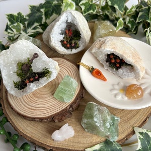 Garden Fairy Geode Crystal Handmade Magical Vegetable Patch Diorama ...