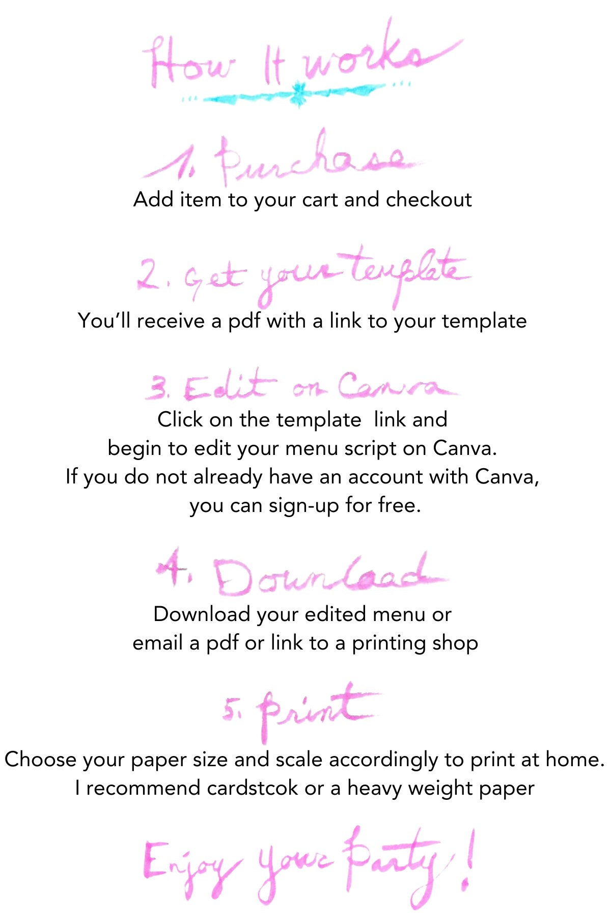 40th Birthday Menu Template Instant Download Hand Drawn Calligraphy ...